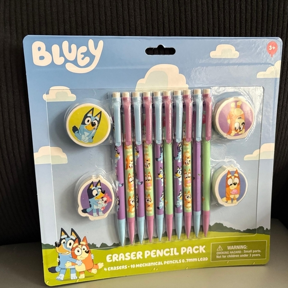 Bluey | Toys | Bluey Eraser Pencil Pack Multicolor Pencils 4 Erasers ...